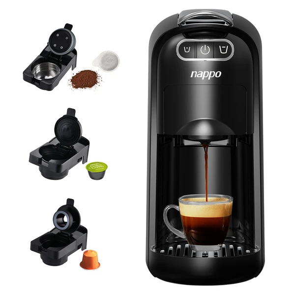 Cafetera Espresso NAPPO 3 en 1 Tanque de 700ml 20BAR 1400W Panel LED Táctil, para Café Molido y ...